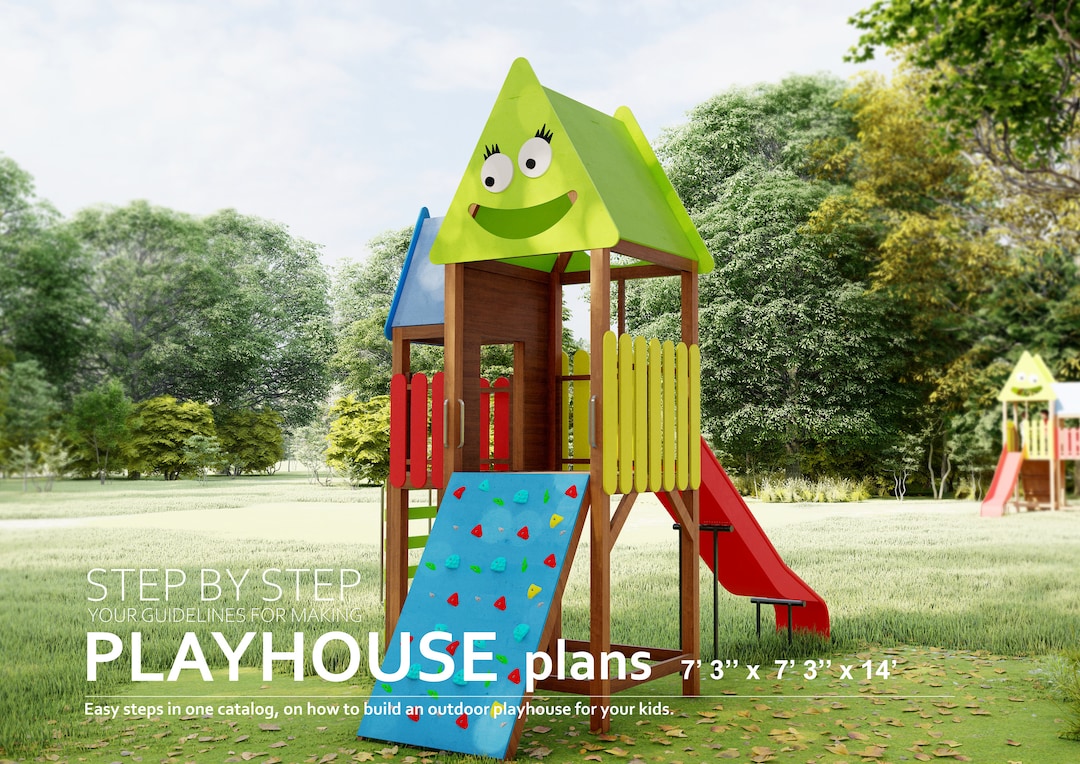 Playhouse for Kids, a Playhouse With Slide and Climbing Ramps, Step-by ...