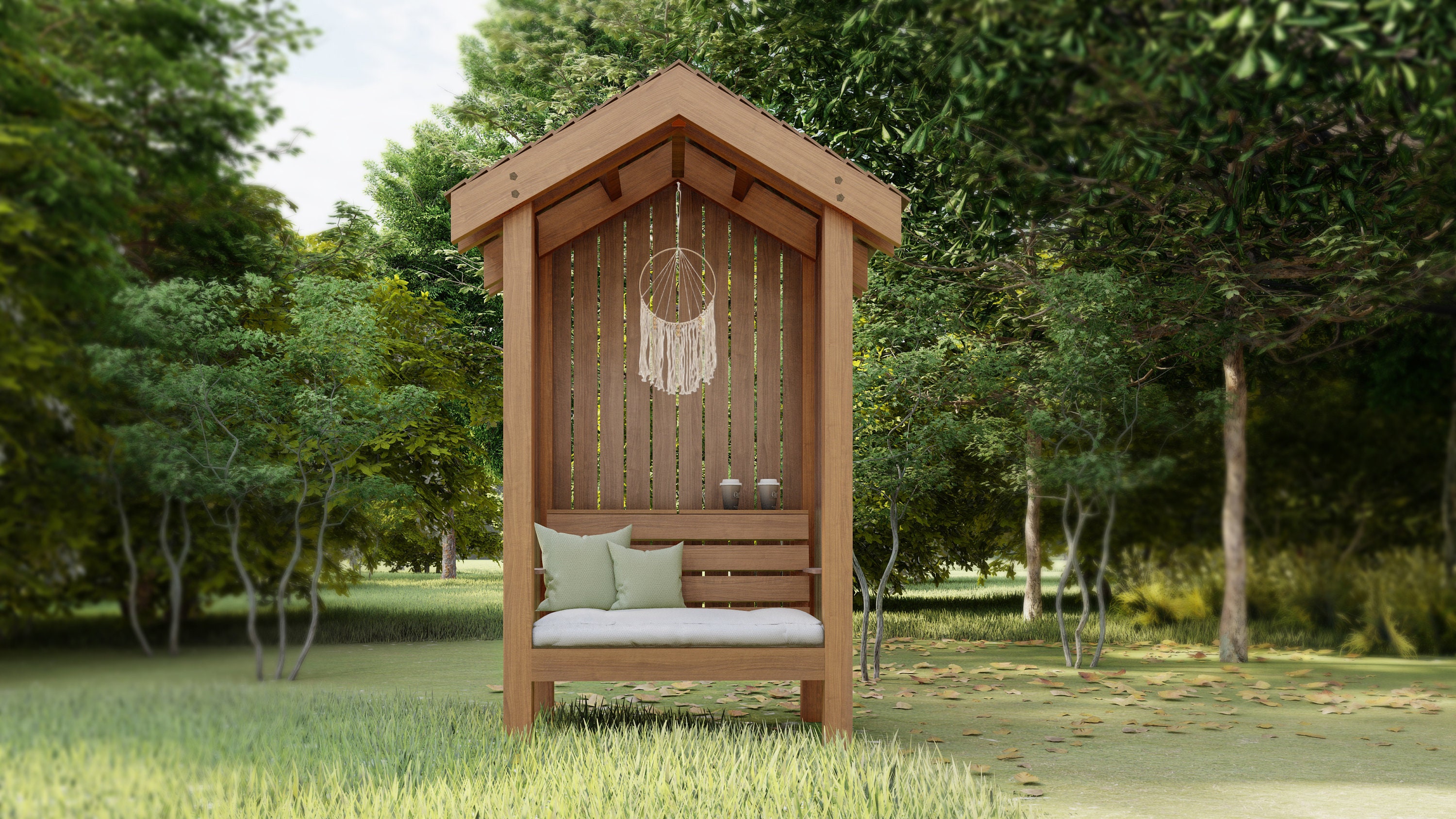 Covered garden bench store