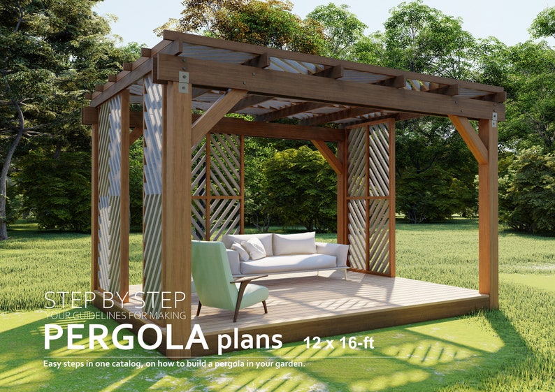 PERGOLA PLANS 12 X 16 Ft / Step-by-step Instructions Digital - Etsy