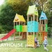 Playhouse Plans, Happy Triangles Playhouse With Slide, Swings, and ...