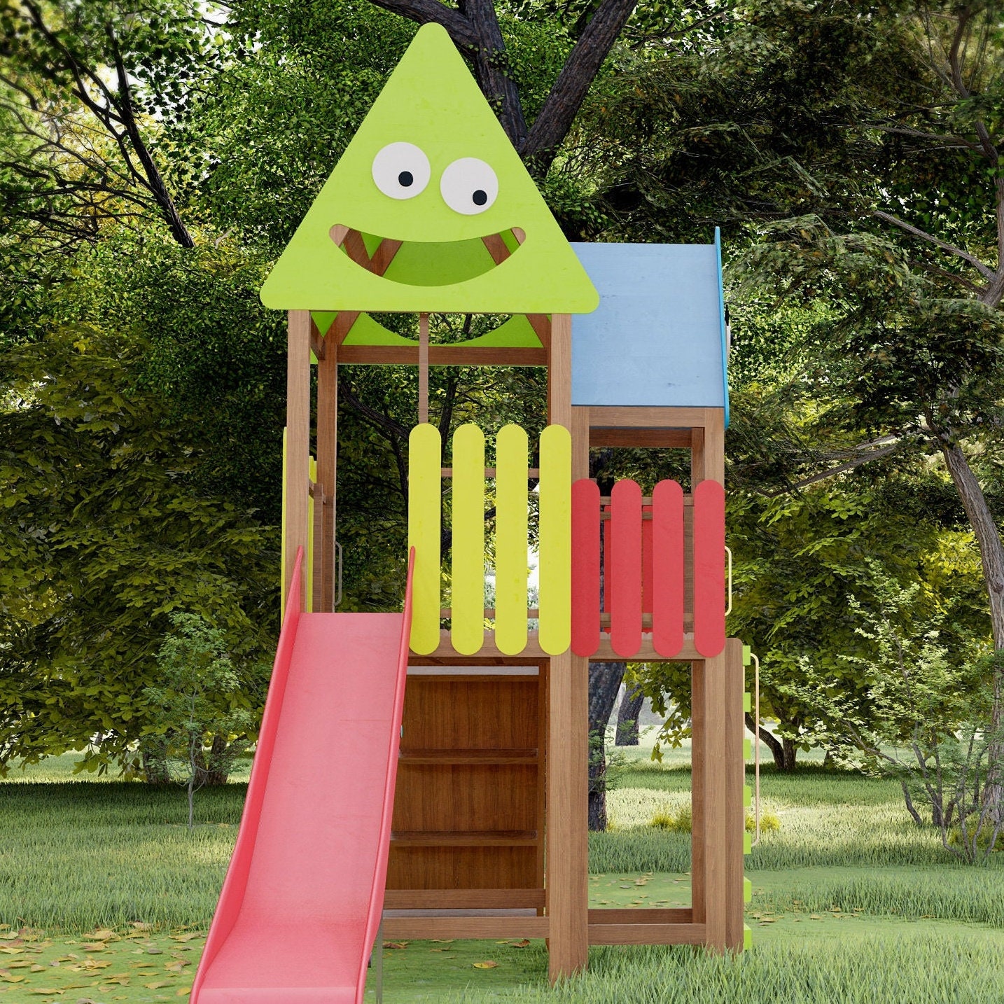 Playhouse for Kids, a Playhouse With Slide and Climbing Ramps, Step-by ...