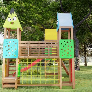Playhouse Plans - Happy Triangles Playhouse - Slide, Swings & Climbing ...