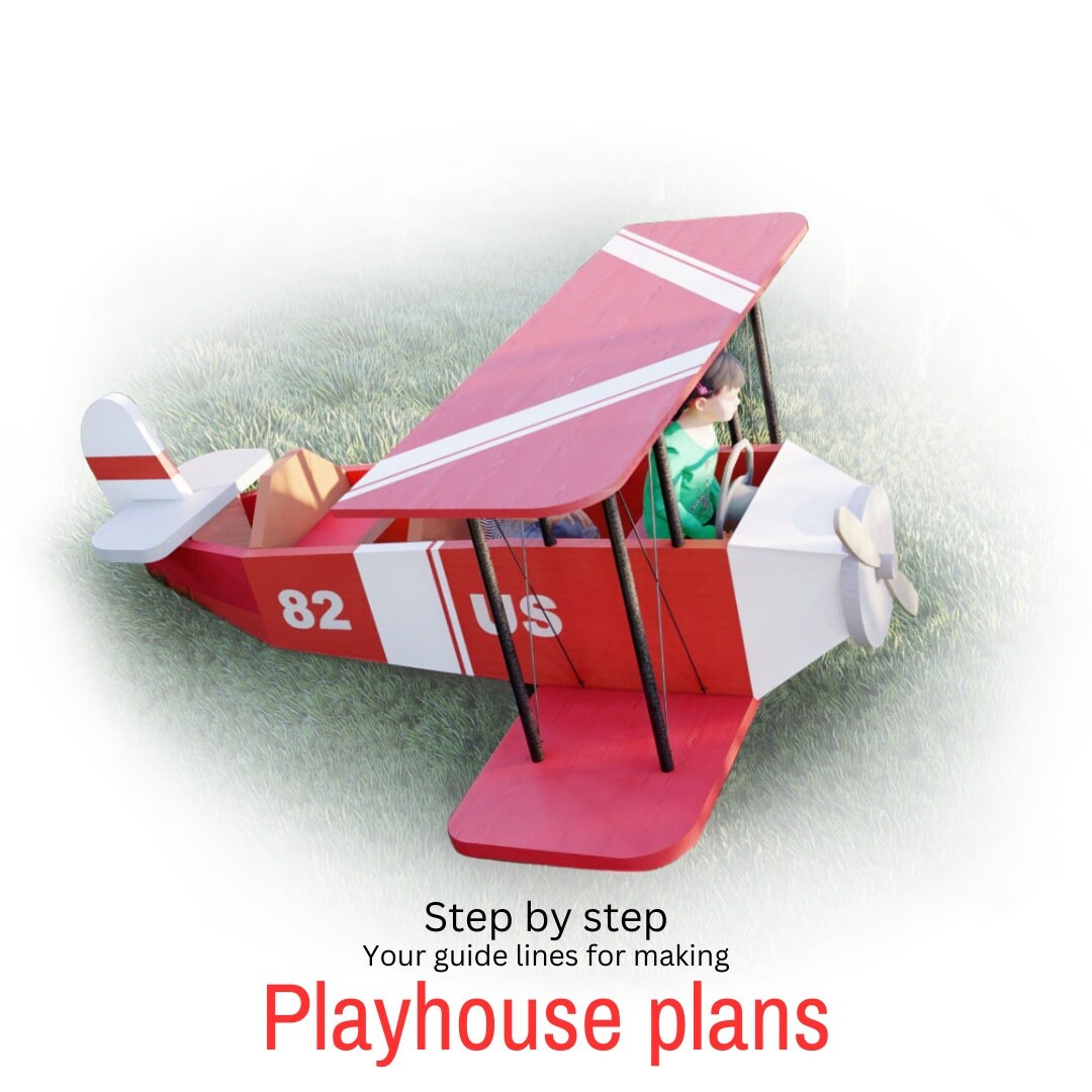 Playhouse Plans 83 X 118, DIY Wooden Airplane Shape Playhouse, Step-by ...