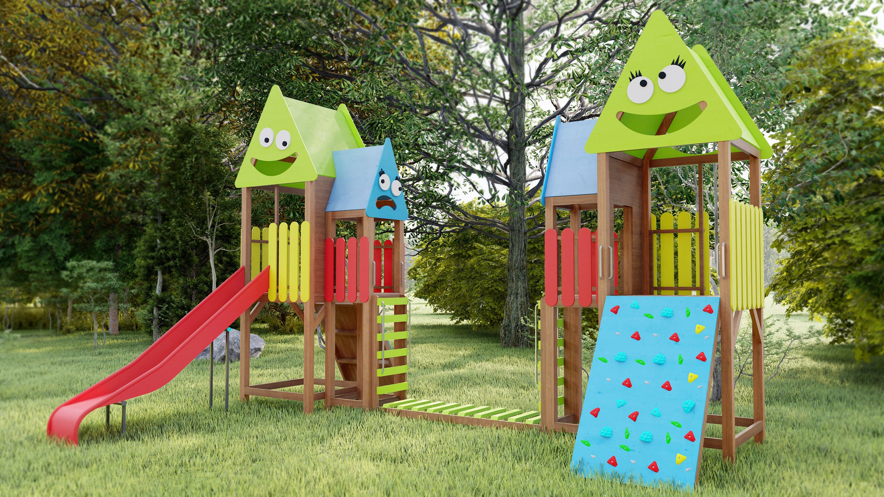 Playhouse for Kids, a Playhouse With Slide and Climbing Ramps, Step-by ...