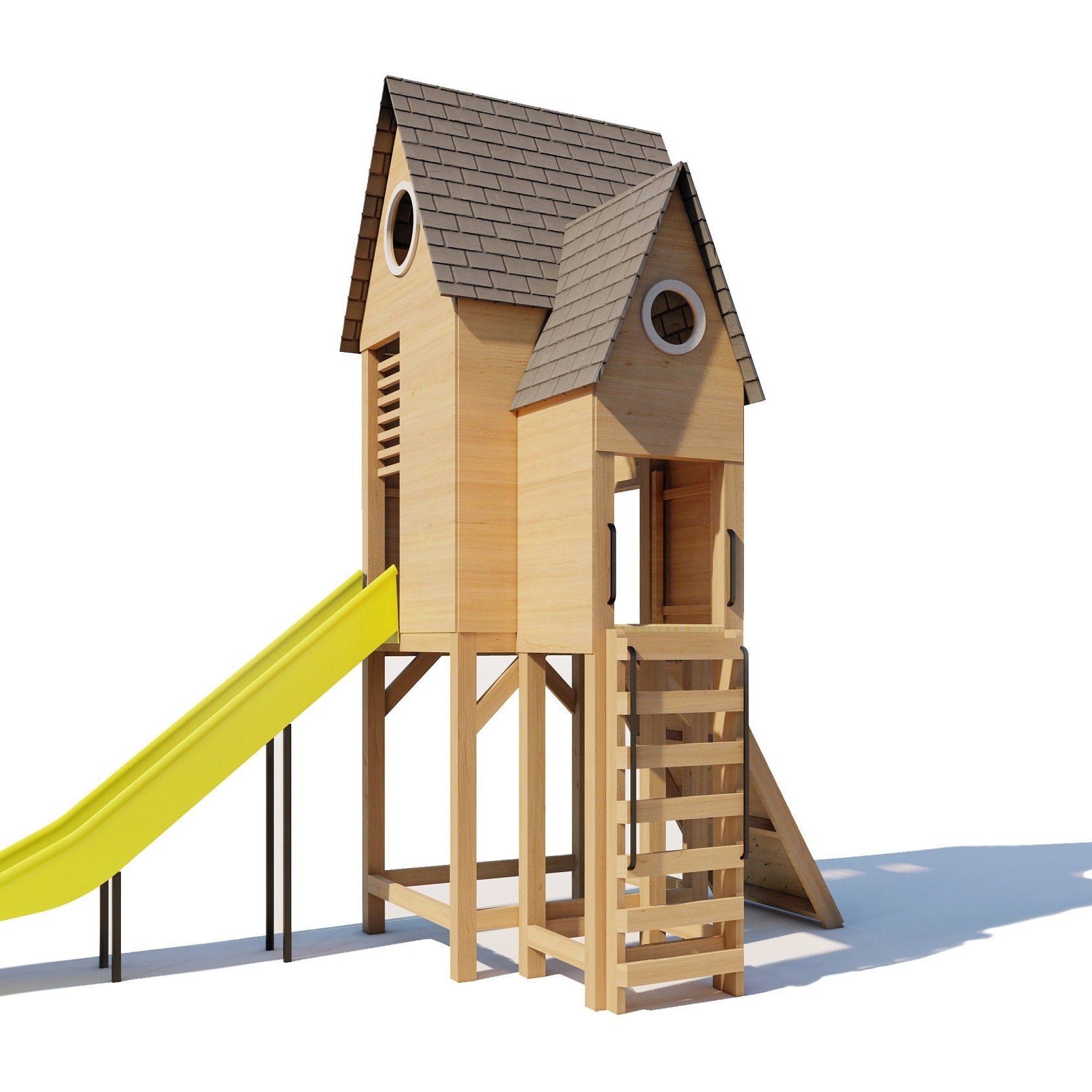 Adventure Playhouse With Climbing Wall, Slide & Ladder - Kids Outdoor ...