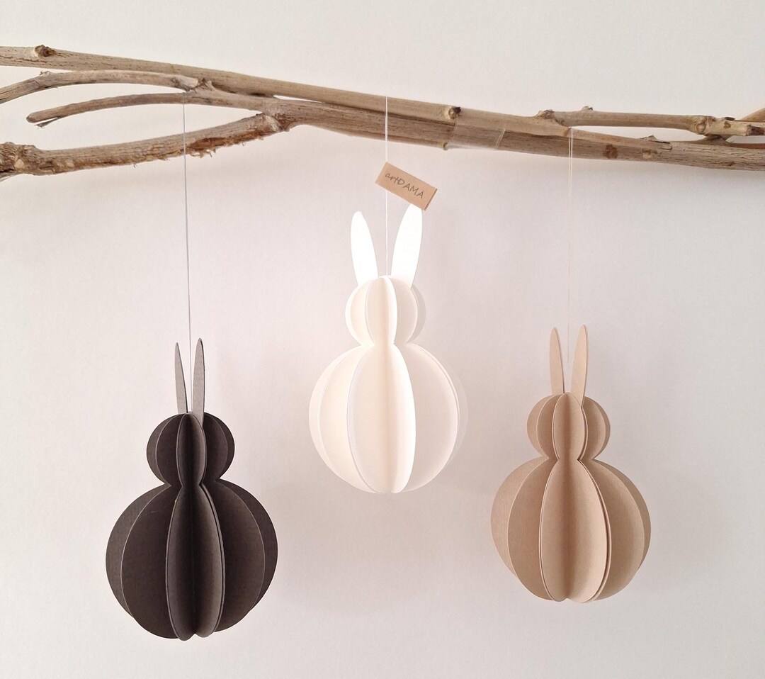 Paper Bunnies / Set of 3 / 11 X 6 Cm / Pleated / Colors: White-beige ...