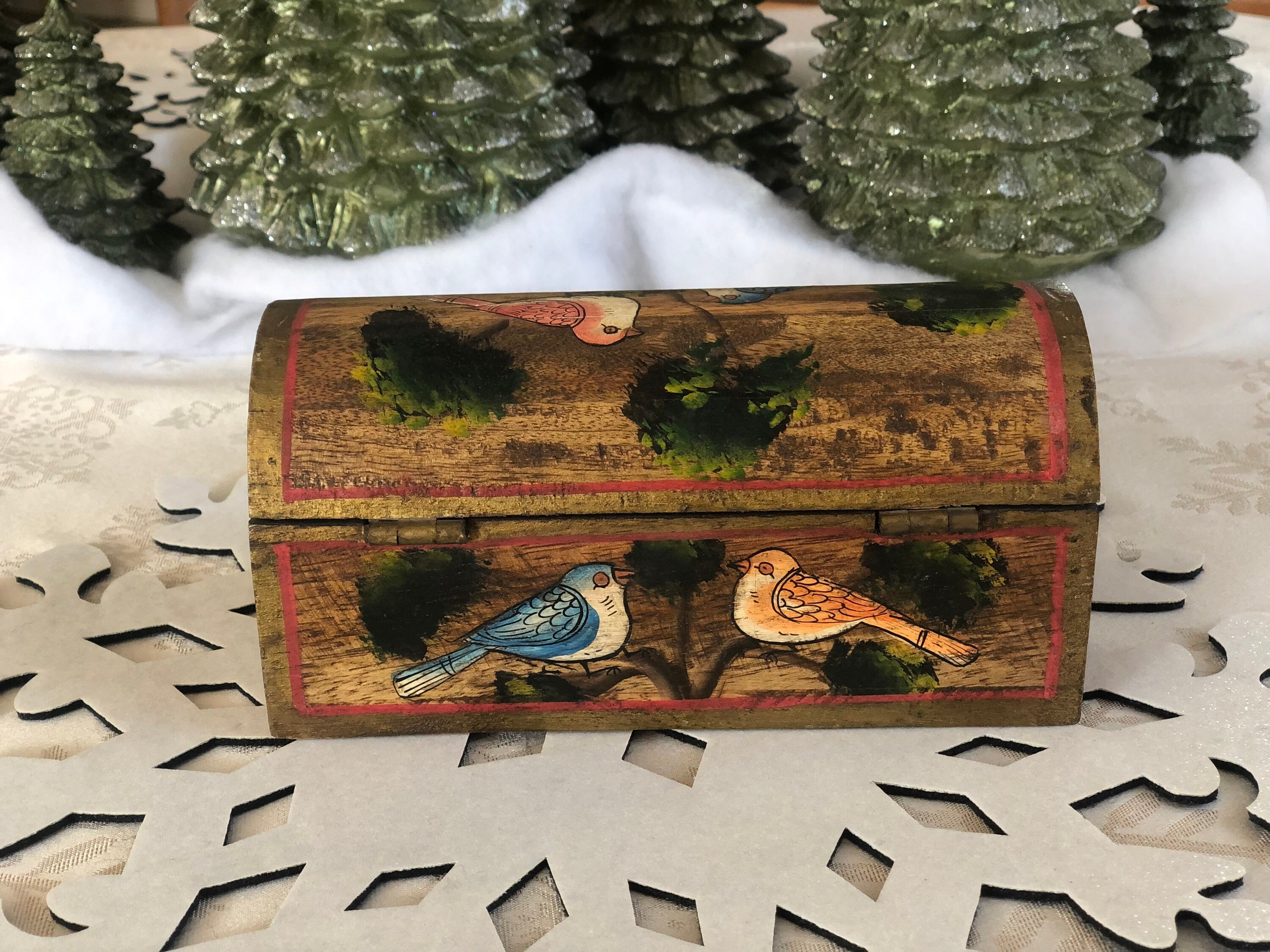 Hand Painted Wooden Chest With Birds - Etsy