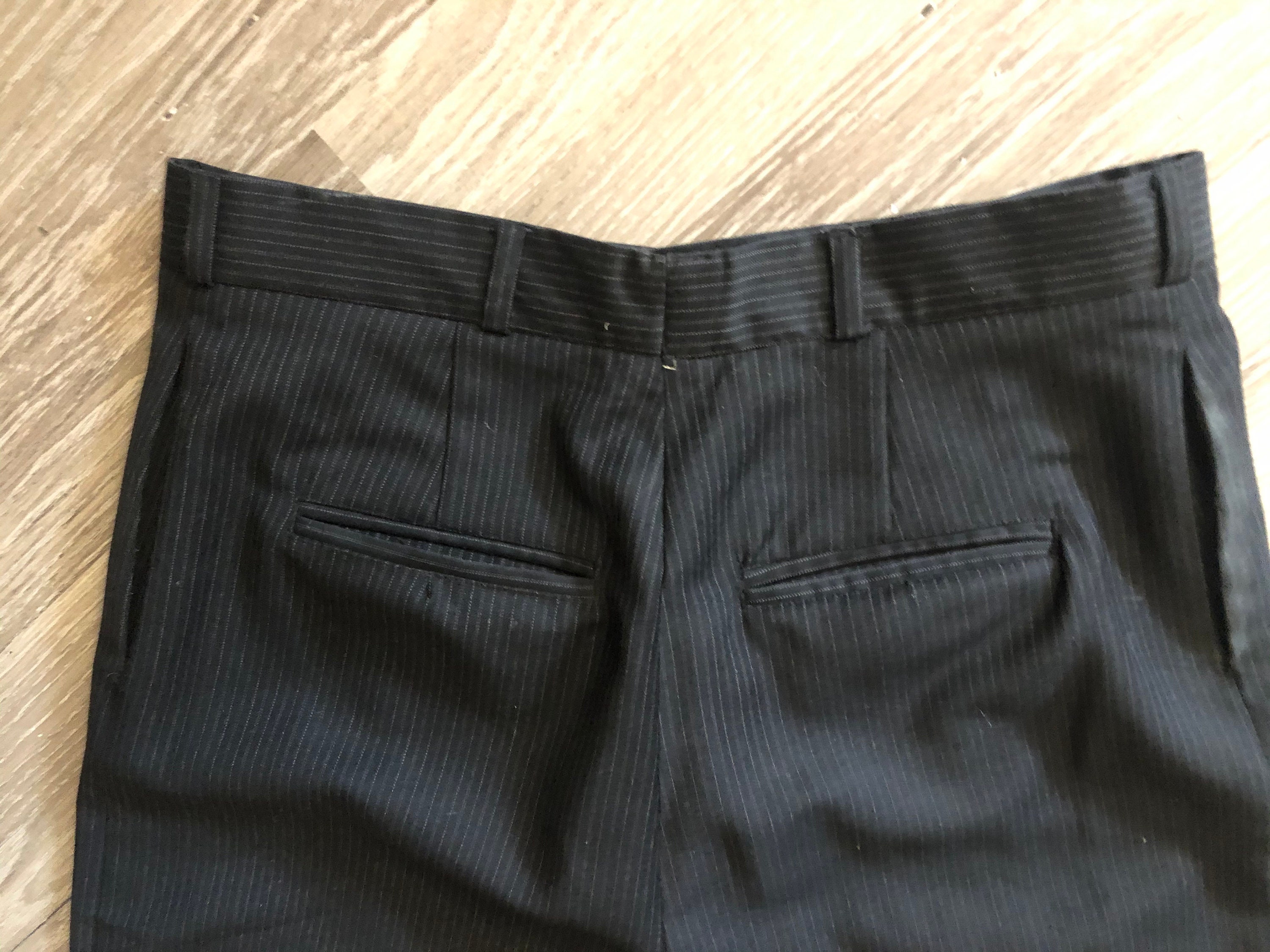 Vintage Style Black Pinstripe Revamp Trousers - Etsy