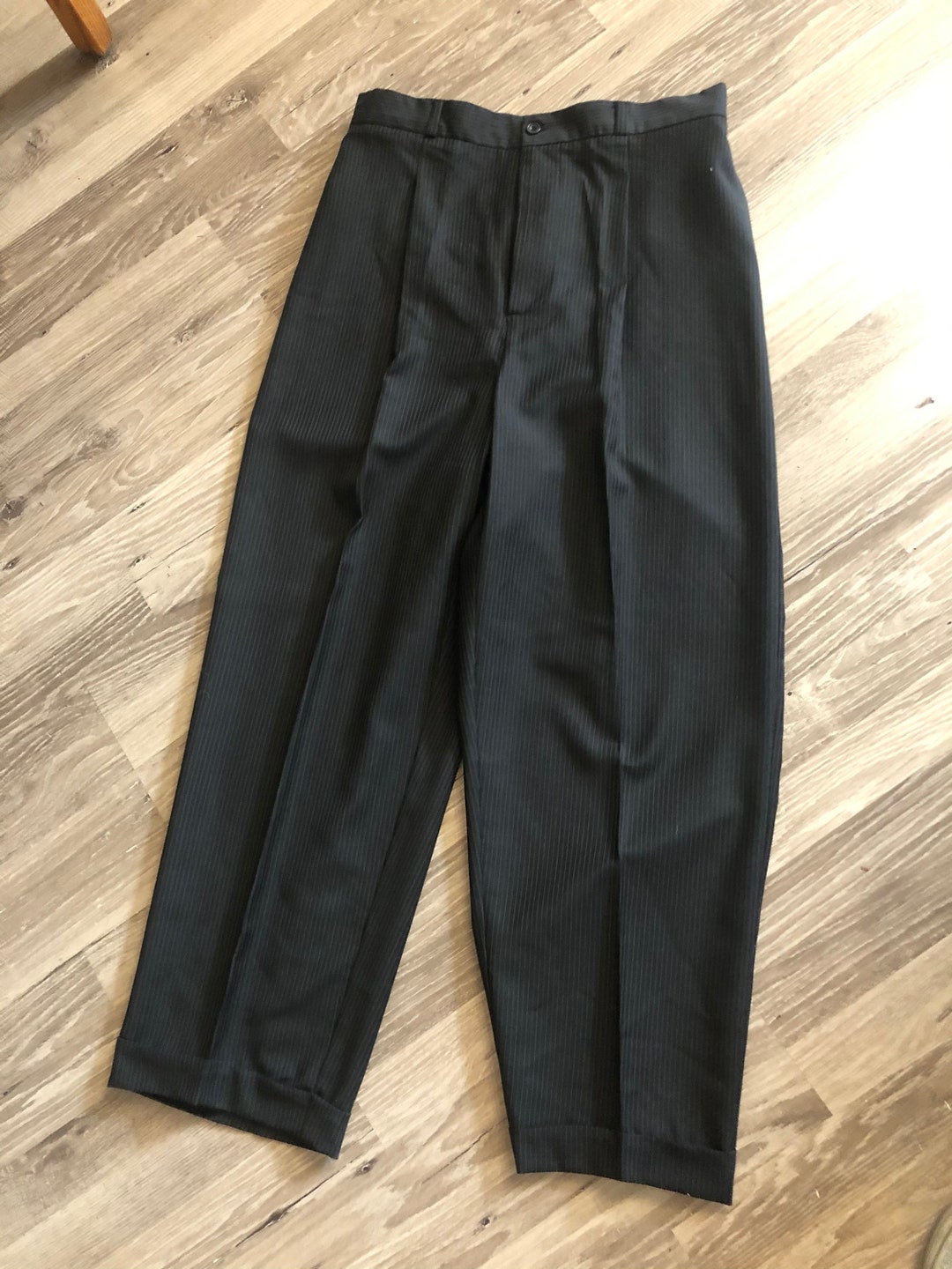 Vintage Style Black Pinstripe Revamp Trousers - Etsy