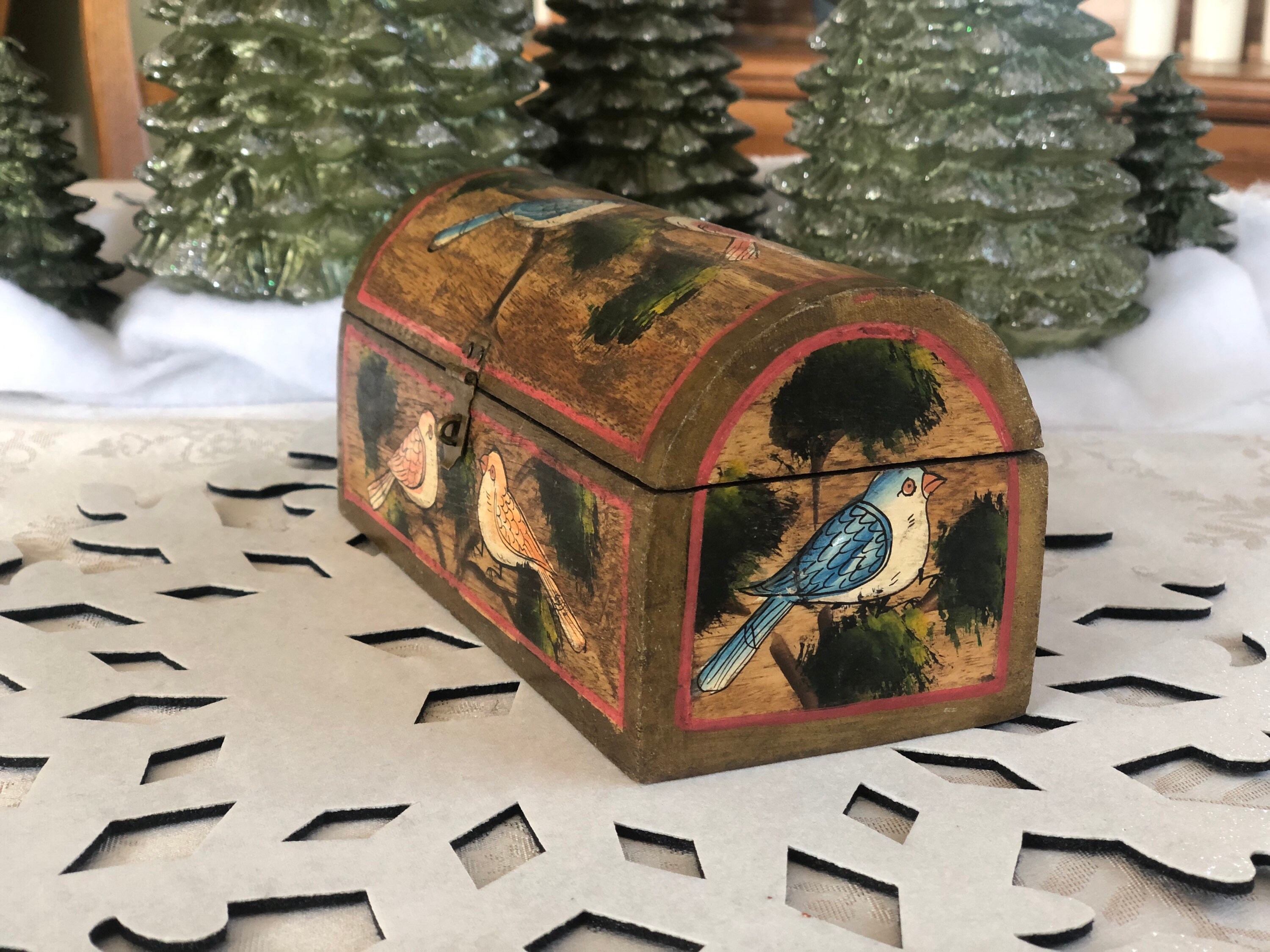 Hand Painted Wooden Chest With Birds - Etsy