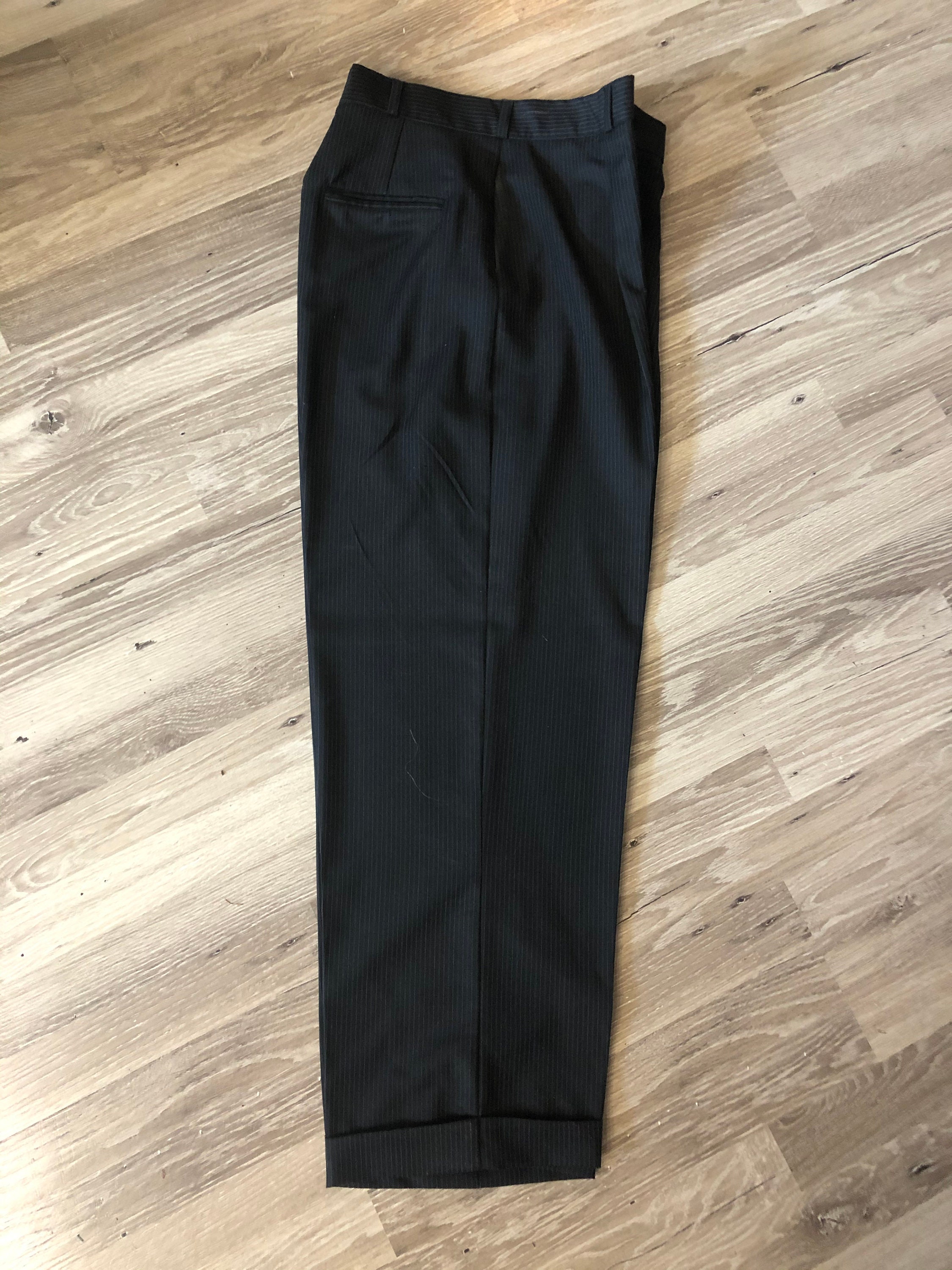 Vintage Style Black Pinstripe Revamp Trousers - Etsy