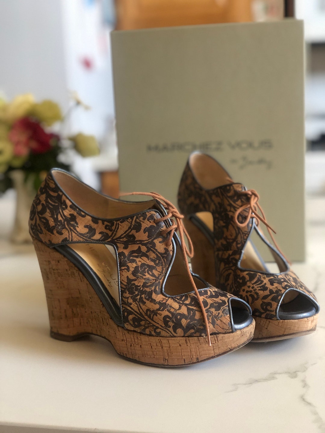 Marchez Vous Cork Wedges With Cut Outs - Etsy