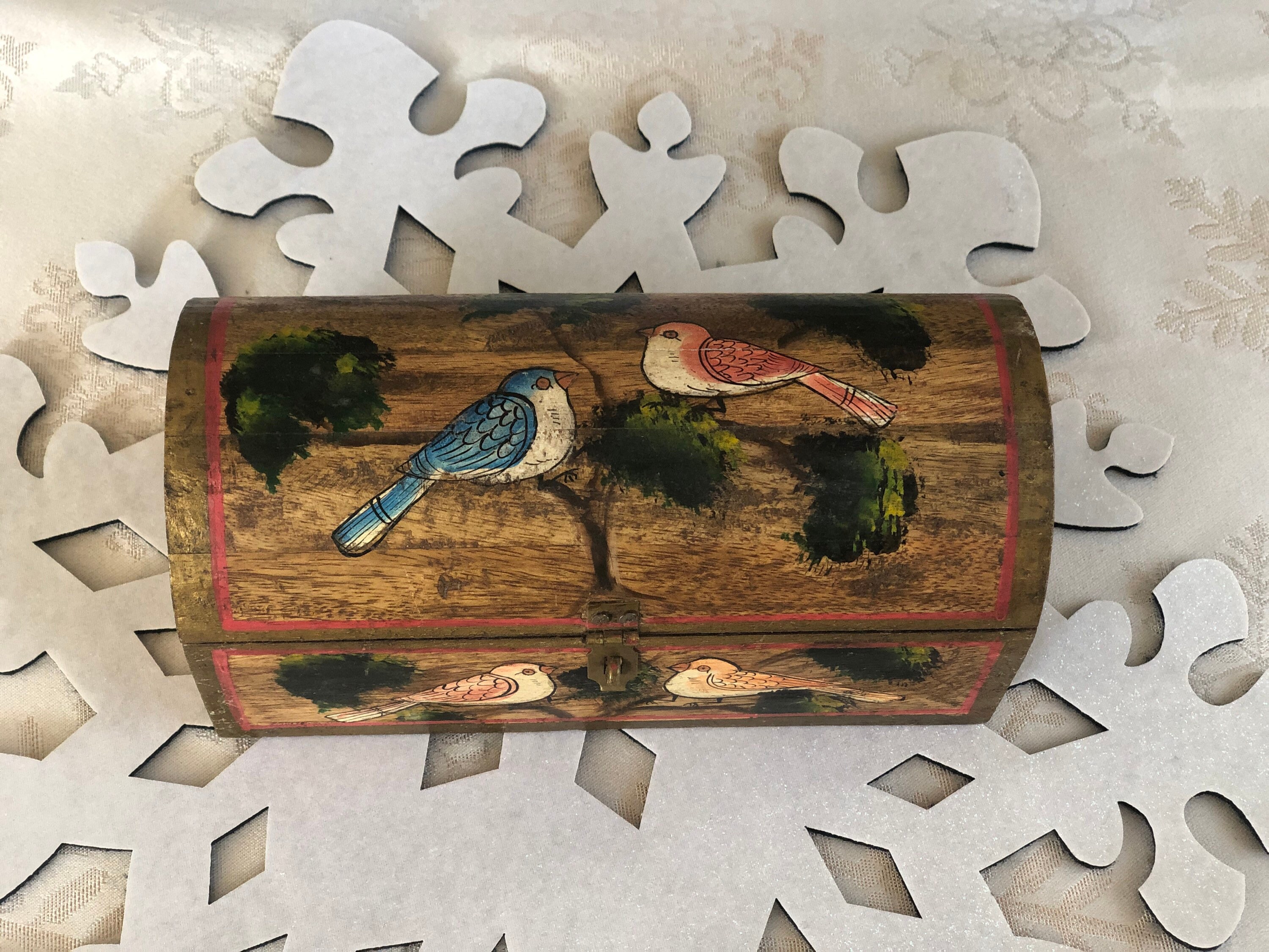 Hand Painted Wooden Chest With Birds - Etsy