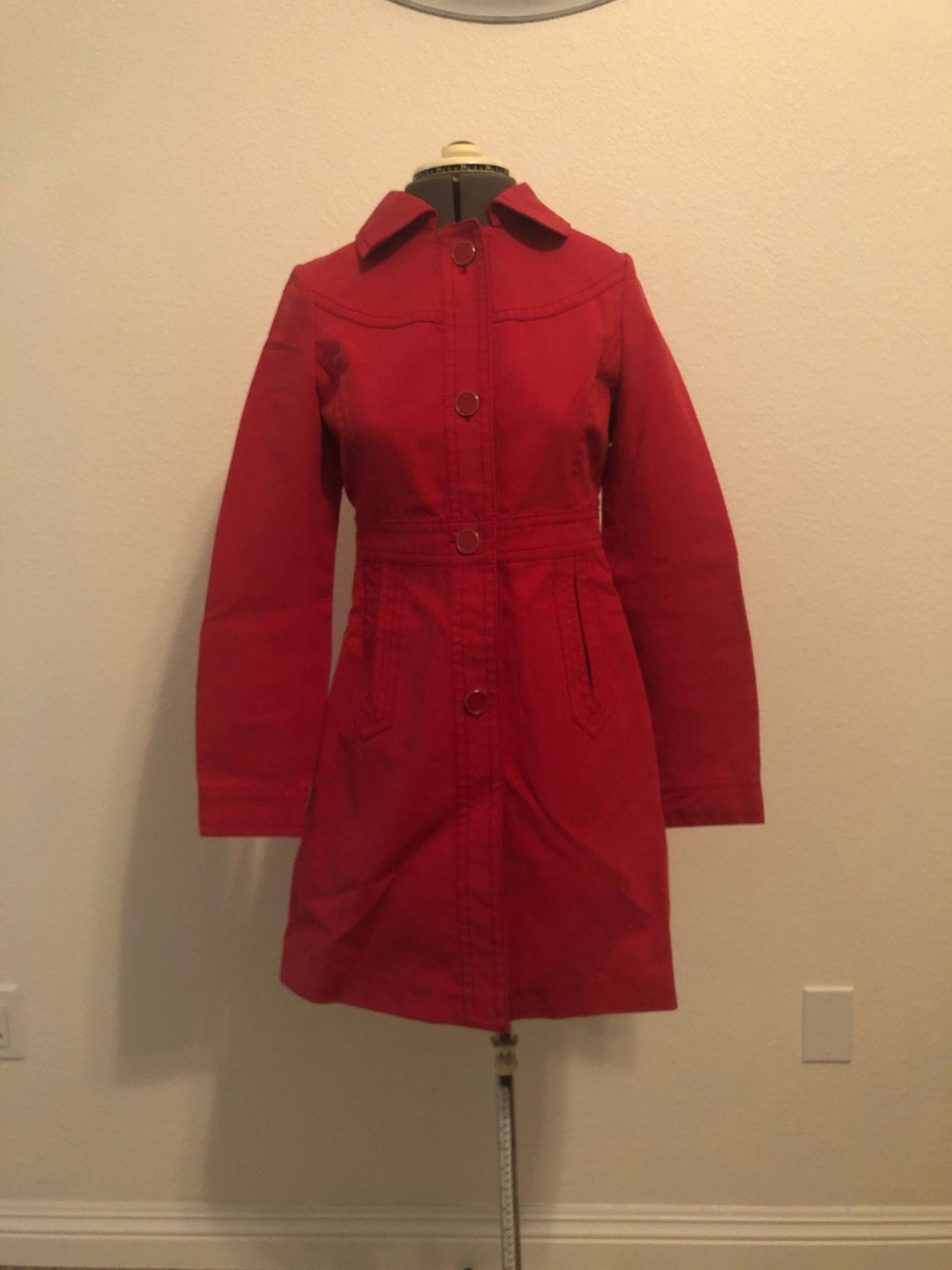 Red Short Trench Coat - Etsy