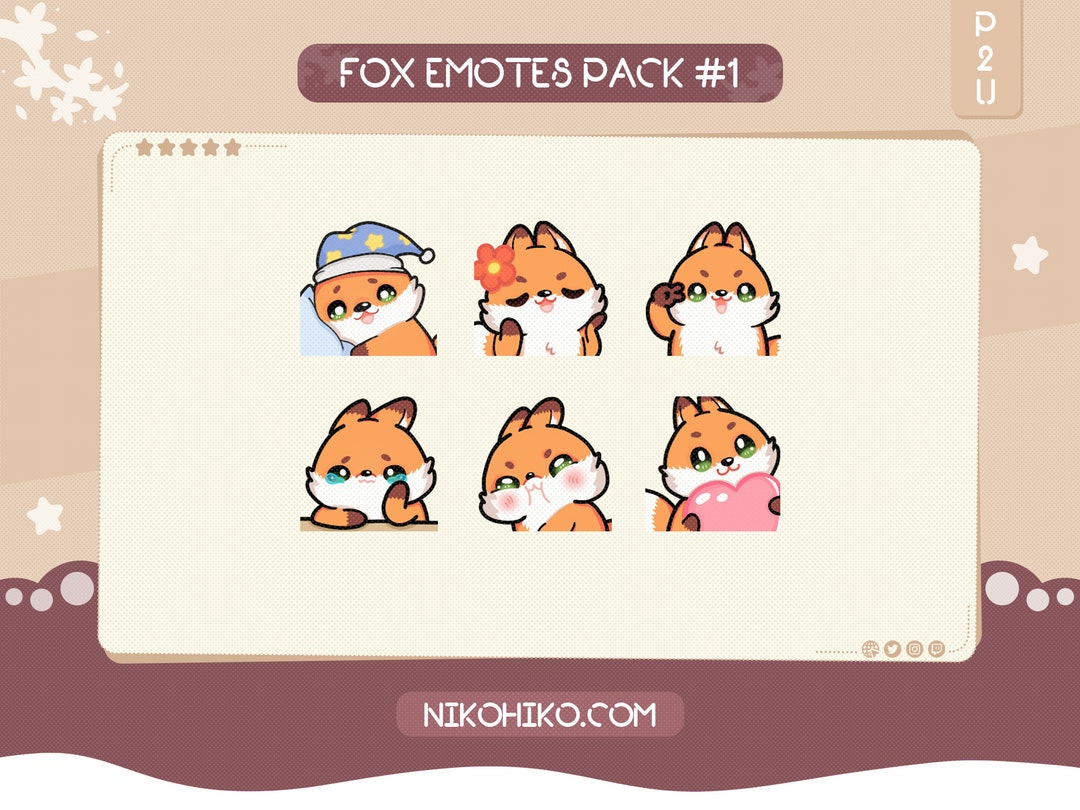 Cute Fox Emotes 6 Fox Twitch Emotes And Discord Emotes Emotes Set 1 Etsy