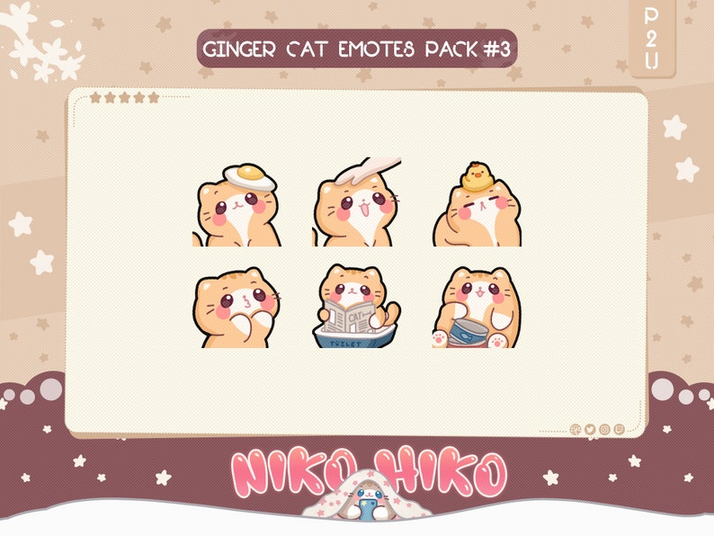 GINGER CAT EMOTES 6 Cute Ginger Cat Twitch Emotes & Discord - Etsy
