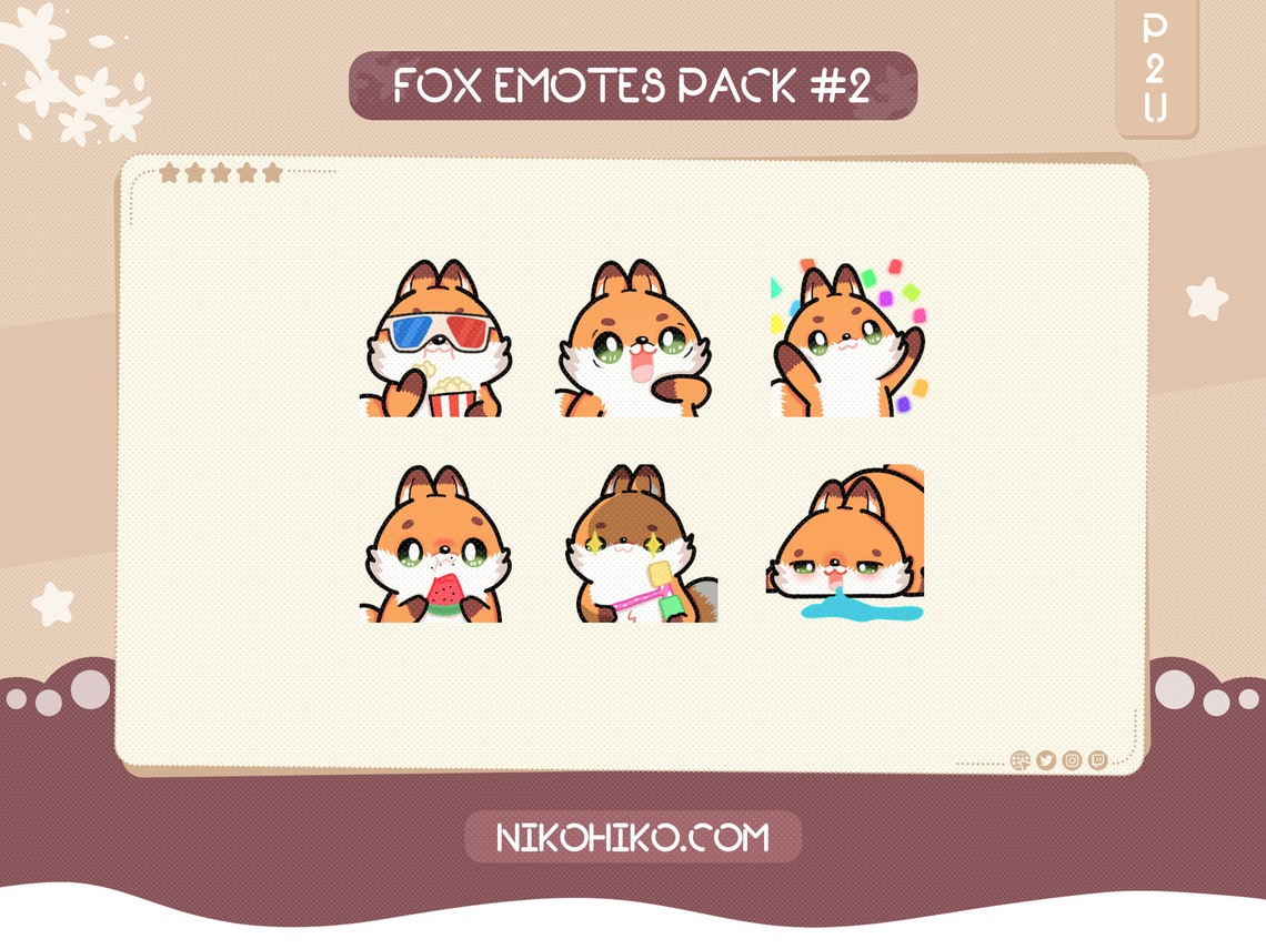 CUTE FOX EMOTES 6 Fox Twitch Emotes & Discord Emotes - Etsy