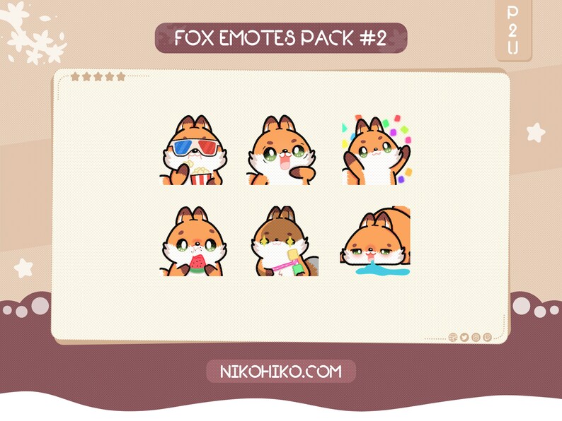 CUTE FOX EMOTES 6 Fox Twitch Emotes & Discord Emotes - Etsy