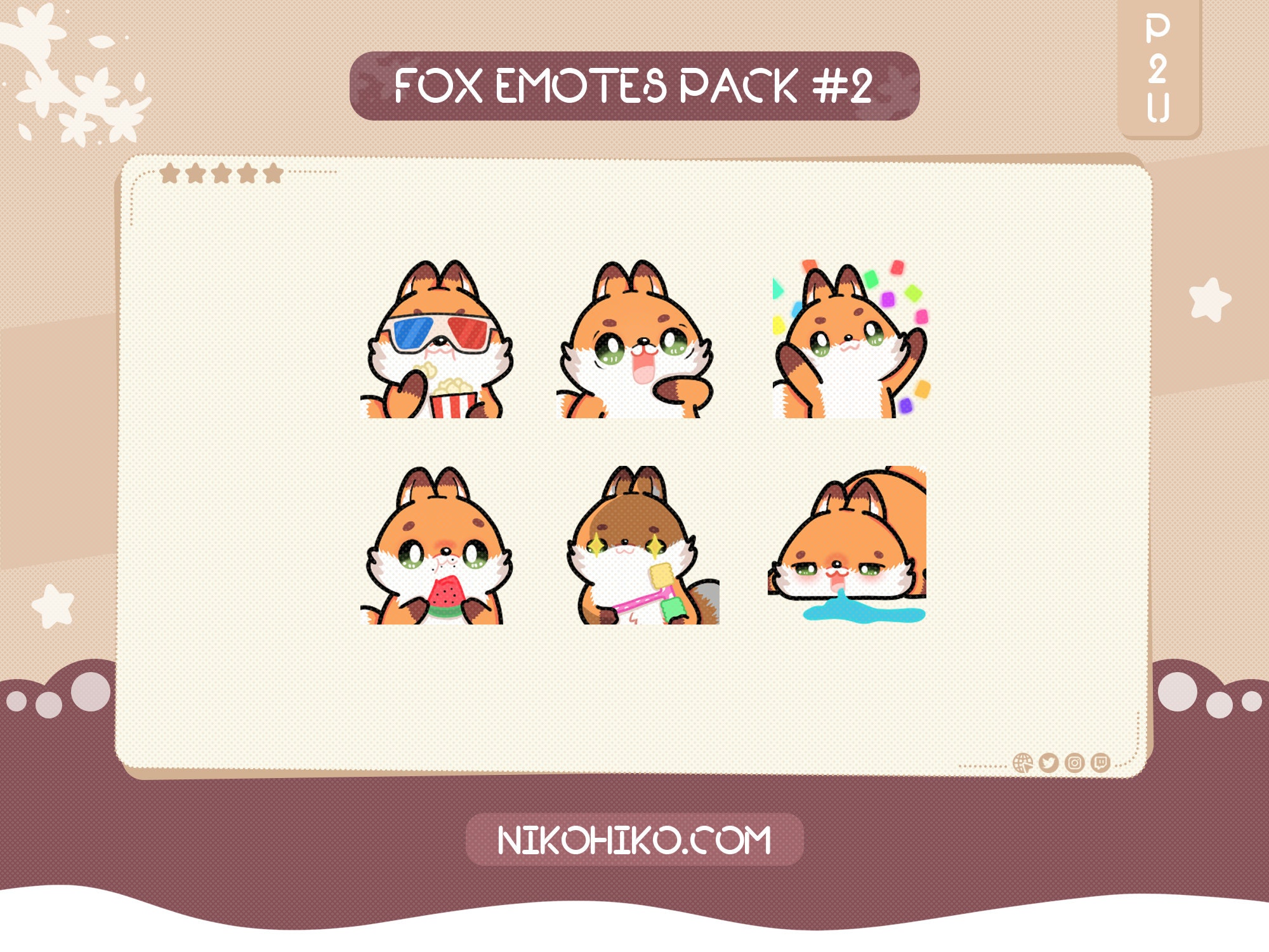 CUTE FOX EMOTES 6 Fox Twitch Emotes & Discord Emotes - Etsy