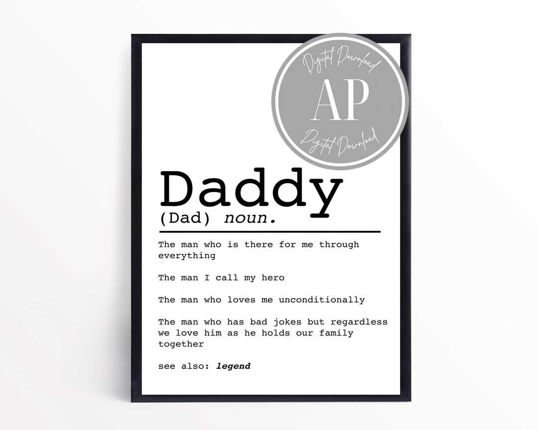 Daddy Definition Print | Printable Art | Instant Download | Digital ...