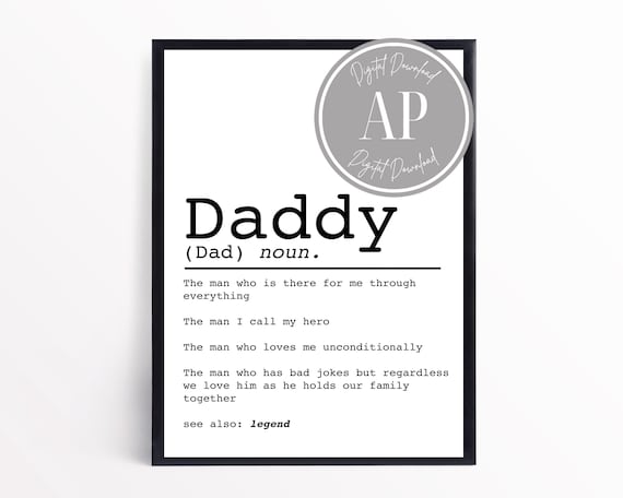 Daddy Definition Print Printable Art Instant Download | Etsy