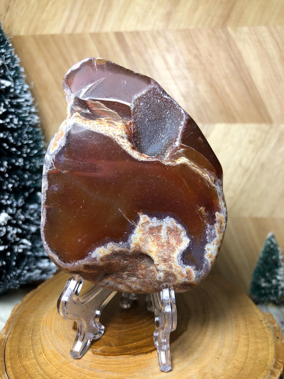 Carnelian Freeform Specimen: Sunset Colors, Druzy Center (with Stand ...