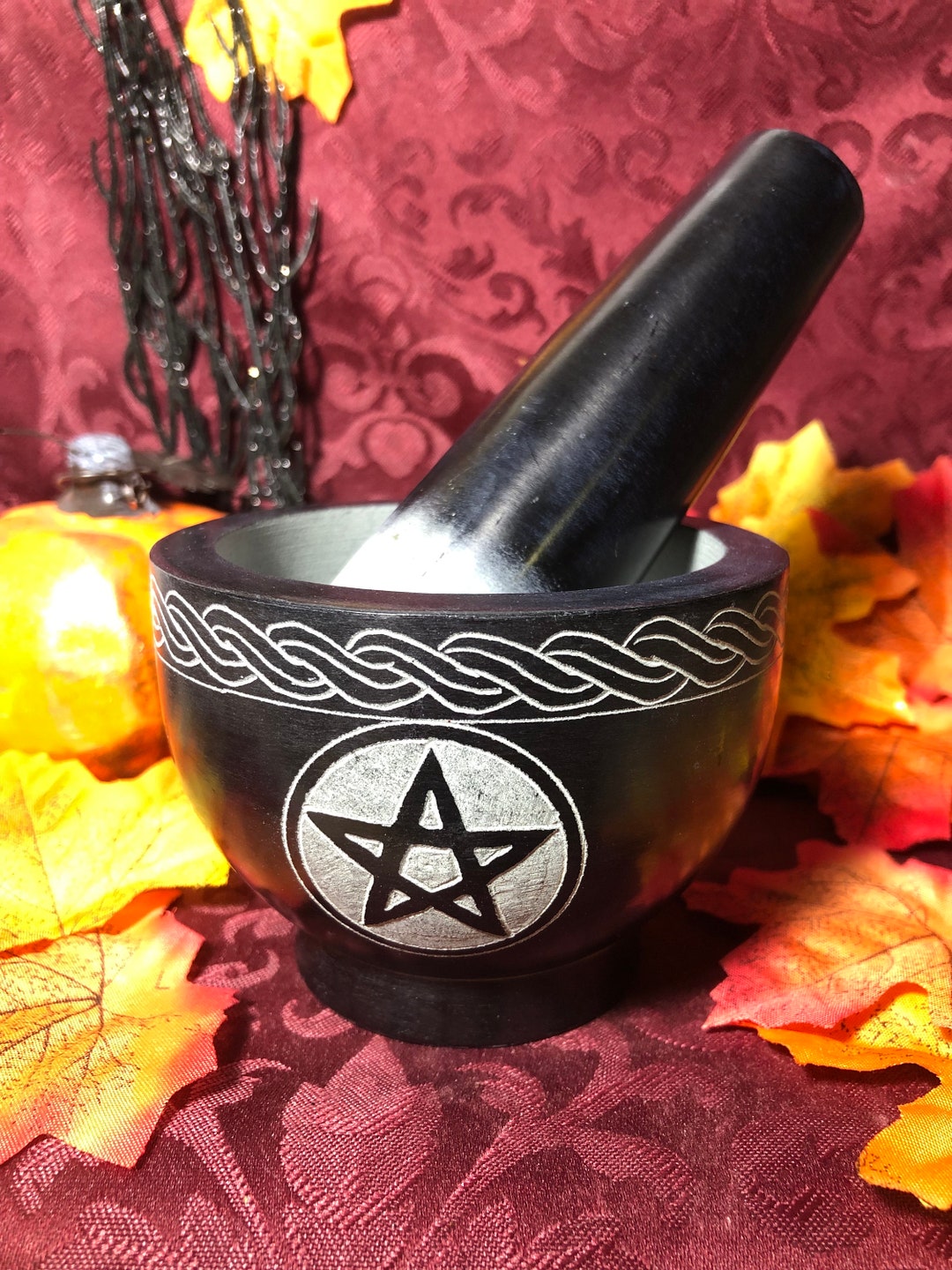 Solid Granite Stone Mortar and Pestle Set. Unique Pestle & Mortar of ...