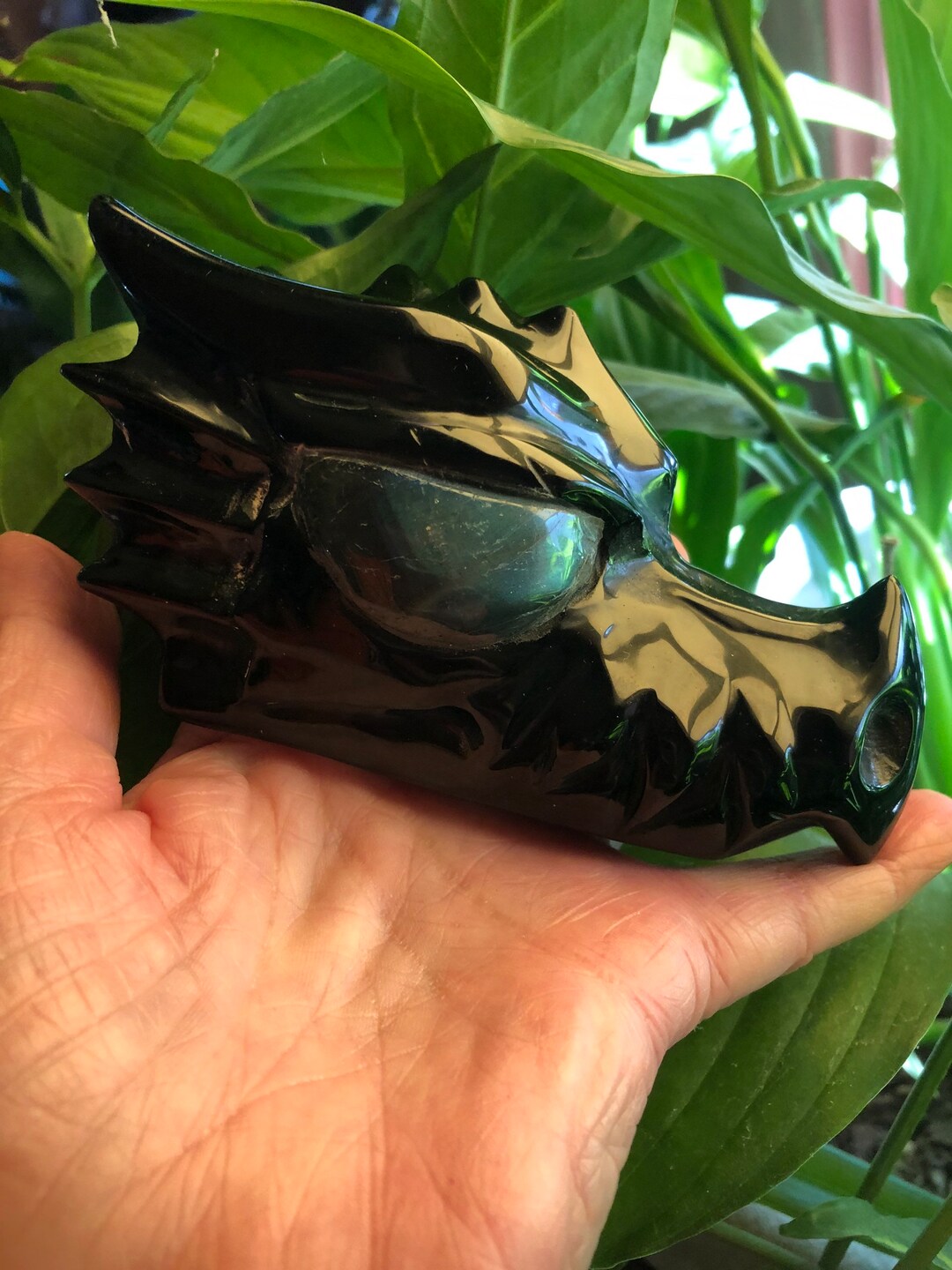 Black Obsidian Dragon Head With Labradorite Eyes: Protective Stone - Etsy