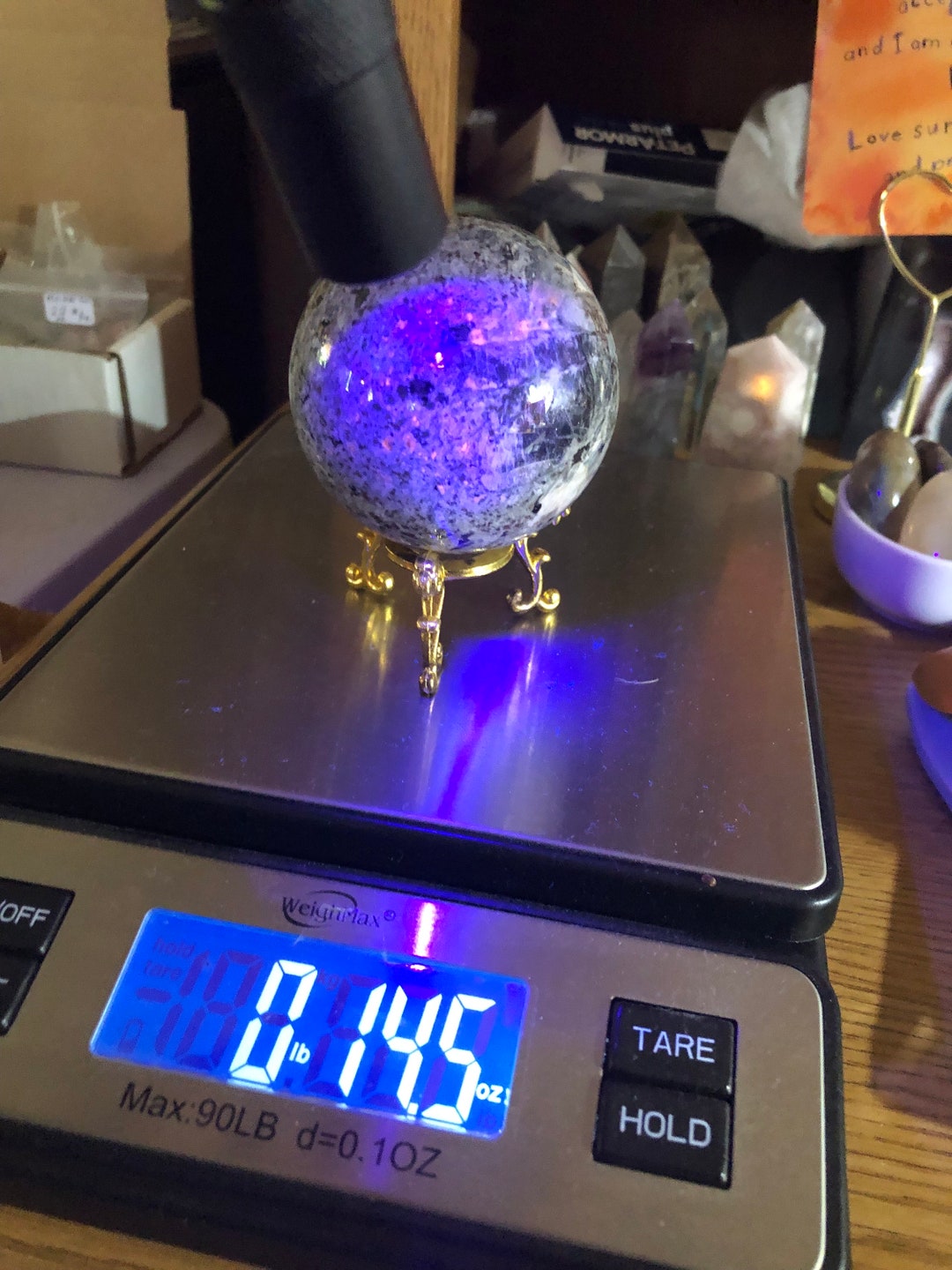 Yooperlite Sphere W/gold Toned Stand. Highly UV Reactive and Beyond ...