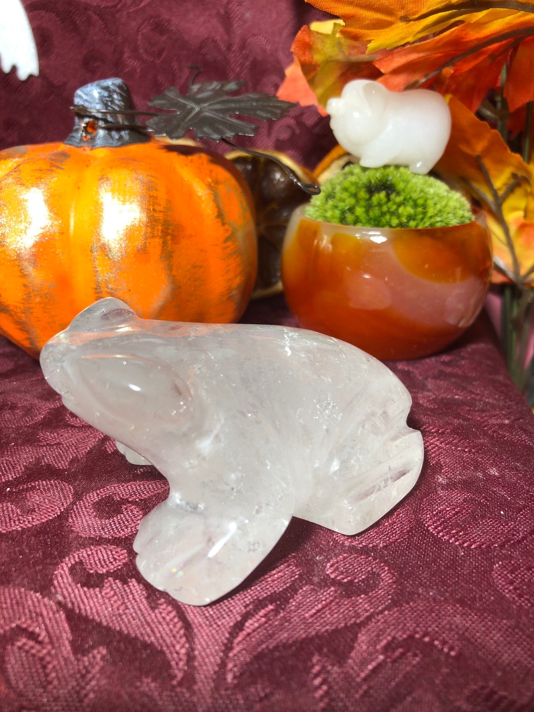 Clear Quartz Crystal Frog: Healing Energy Altar Decor - Etsy