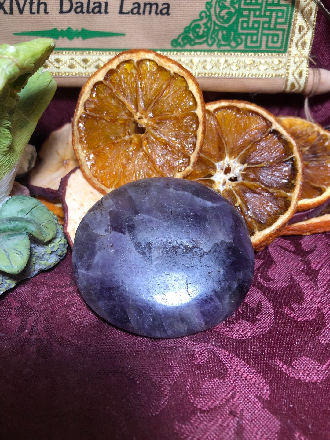 Large Amethyst Palm Stone: Reiki Healing Crystal, Meditation, Chakra ...