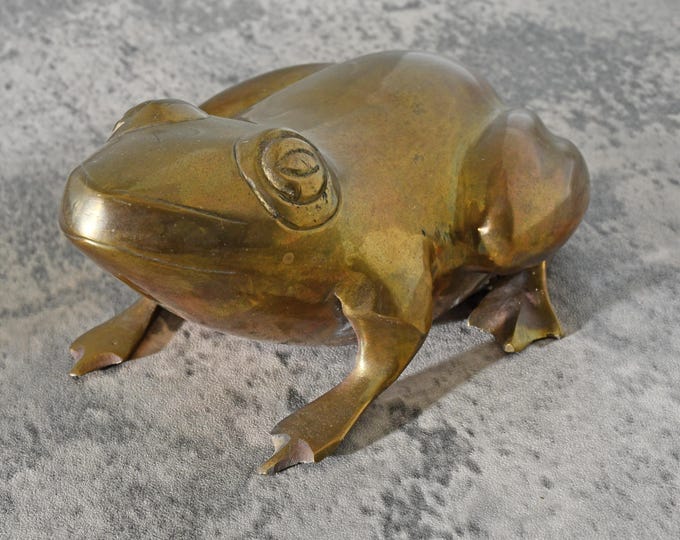 Brass Smirking Frog Paperweight, Shelf Sitter, Brass Toad - Etsy