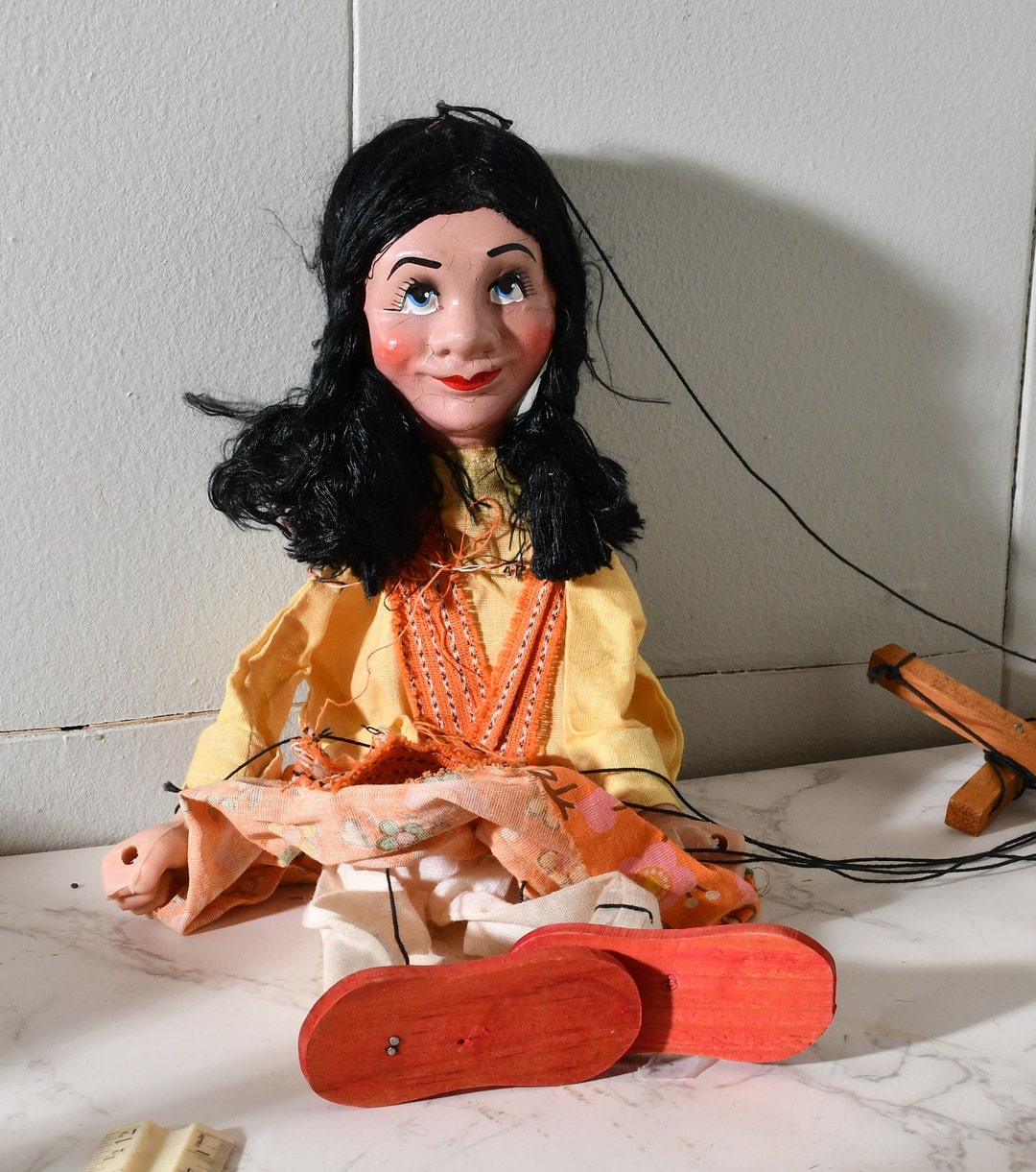 Southwestern , Mexico Marionette Paper Mache Puppet Vintage Folk Art ...