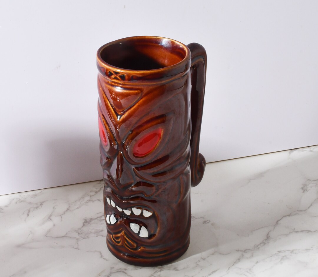 Tiki Farm Tiki Mug With Scary Face and Teeth and Handle Brown - Etsy