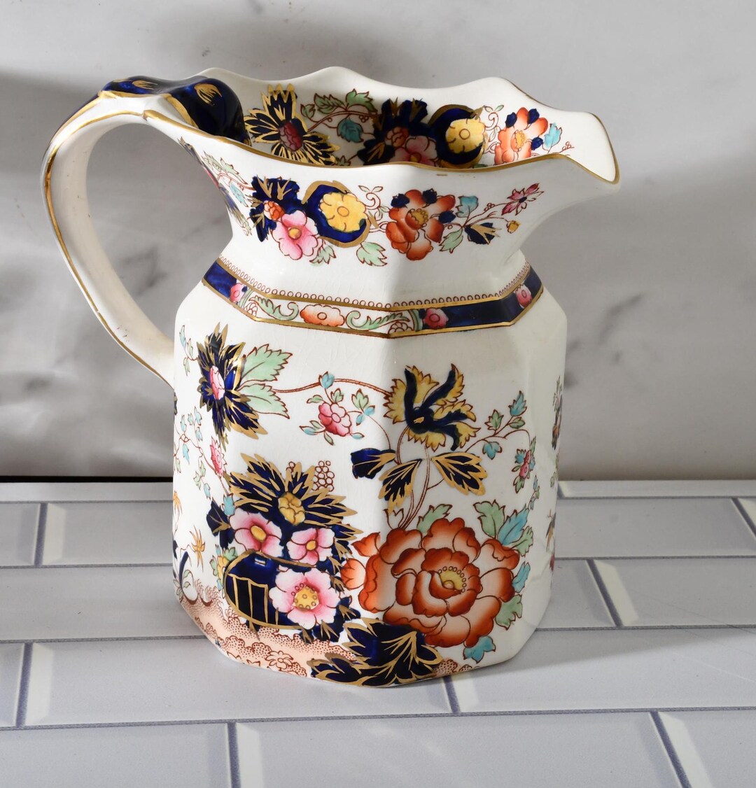 Mason's Ironstone Mandarin Oriental Pattern Pitcher 8 " Antique 1920s ...