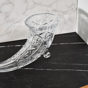 Large 11 Crystal Cut Glass Lead Crystal Cornucopia, Horn of Plenty ...