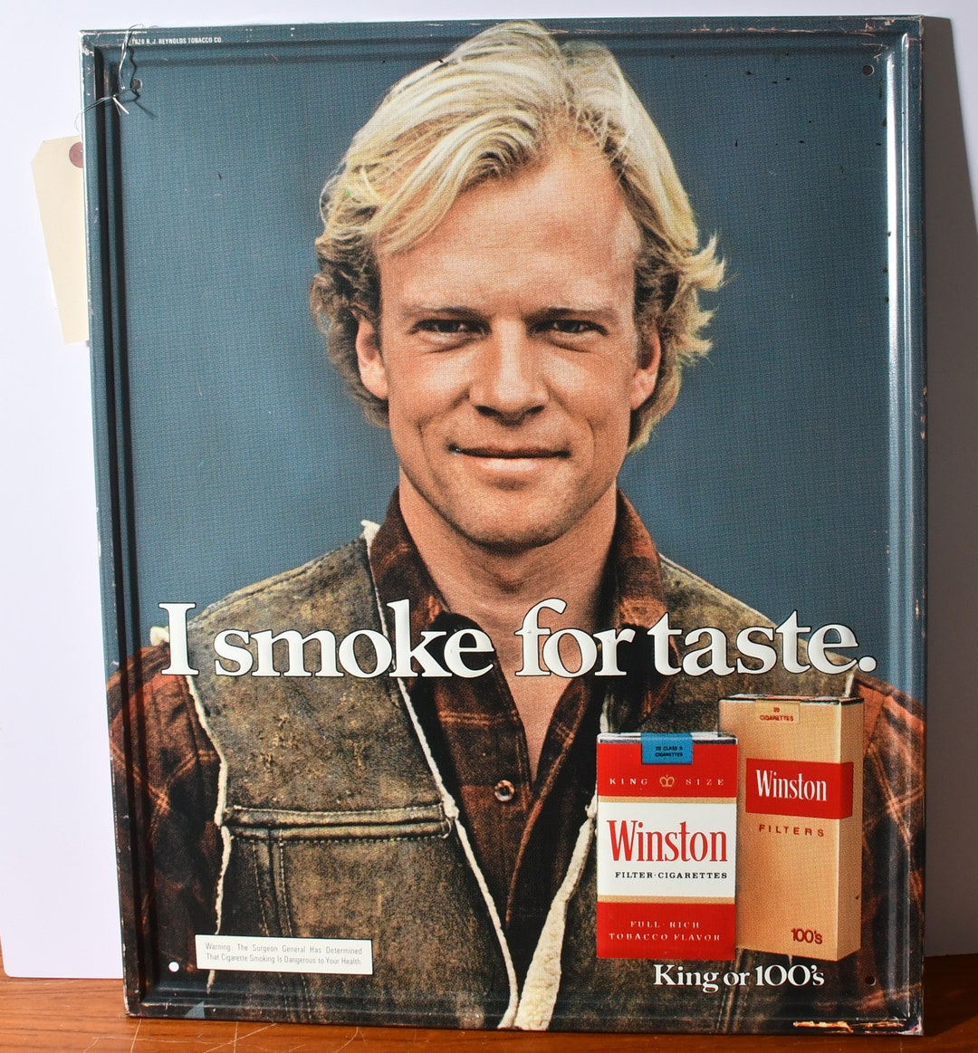 Winston Man Cigarettes Metal Sign 21X17 All Metal Original 1970s ...