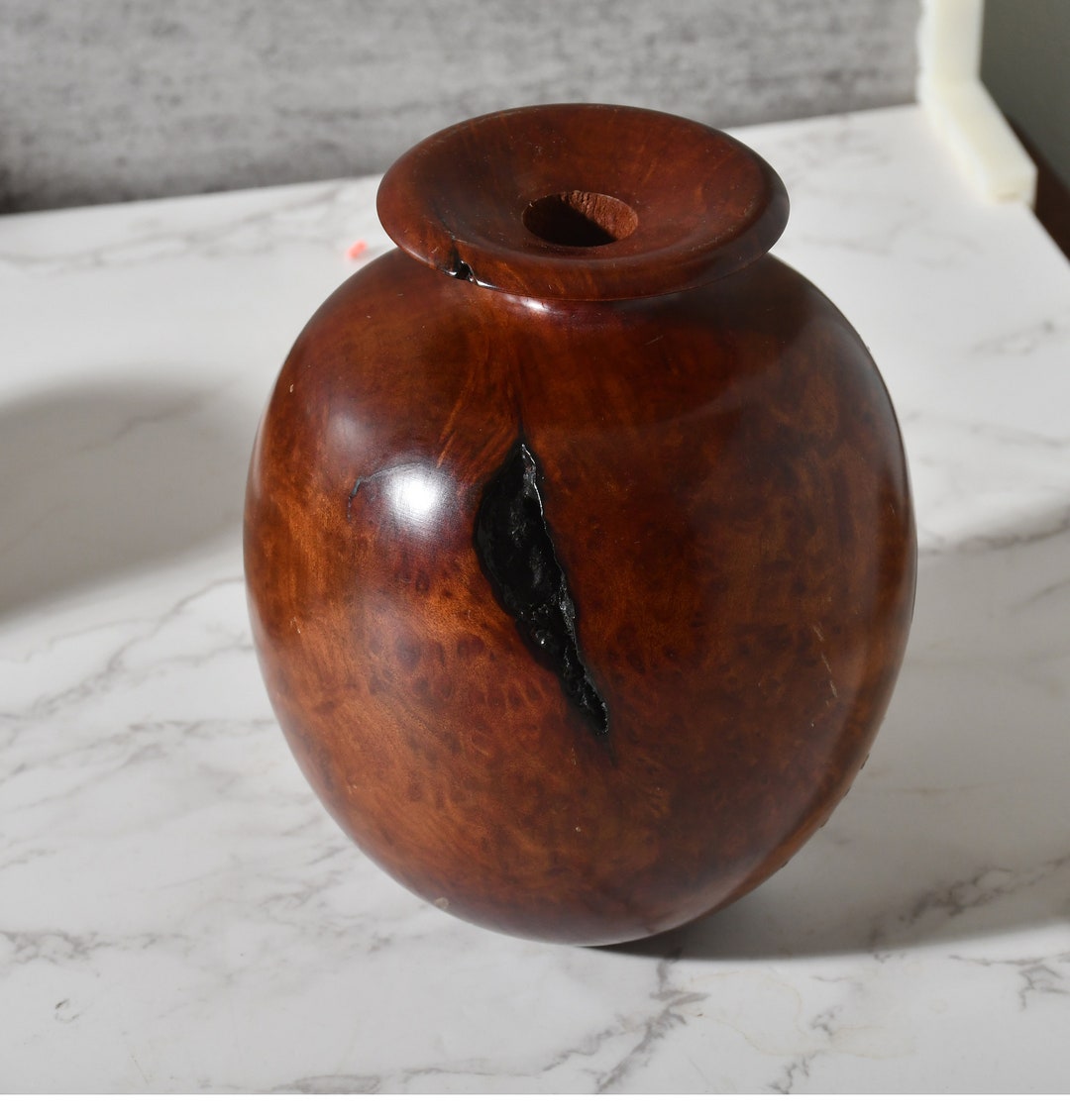 Treen Art Turned Wood Vase Burled Wood Folk Art Vintage Estate Fine ...