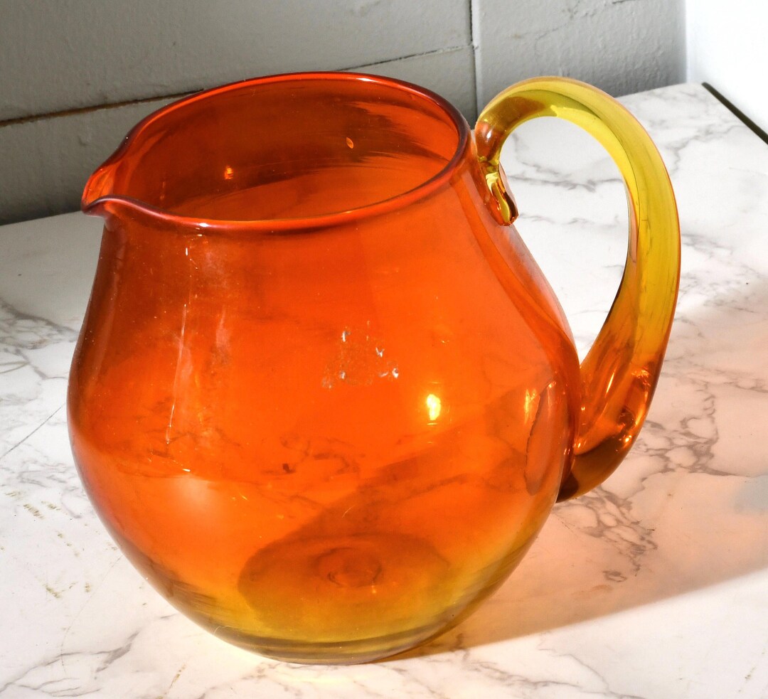 Tangerine Pitcher Blenko Husted Design Pitcher 361P Minty MCM Pitcher ...
