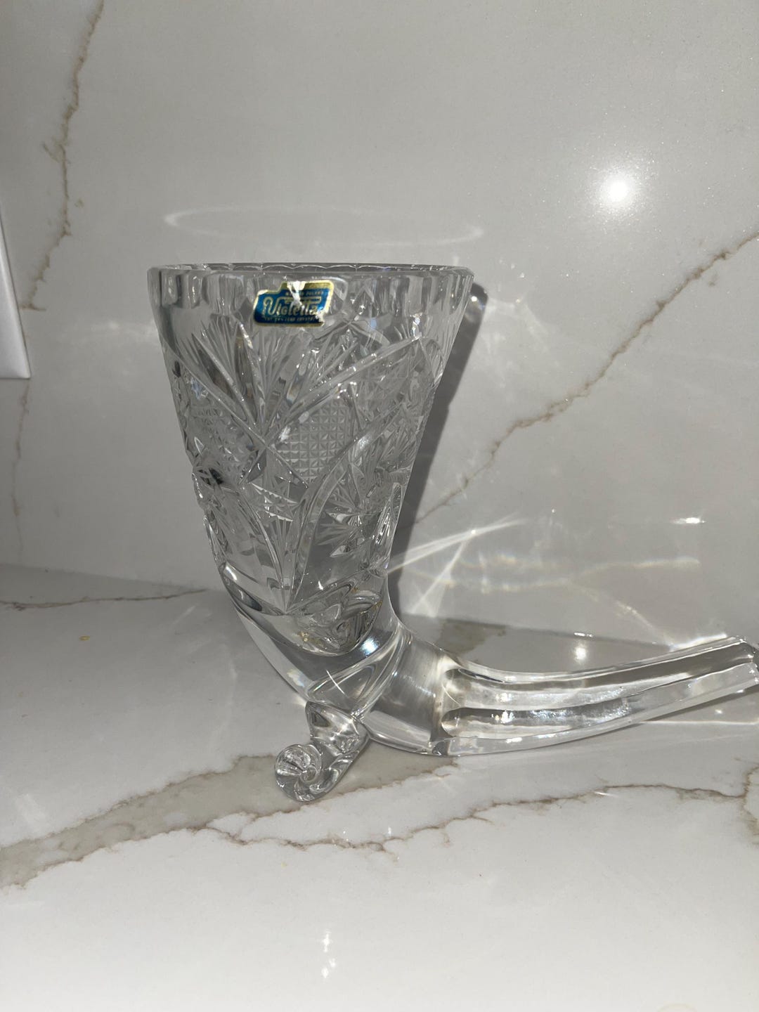 Vintage Violetta Crystal Cornucopia Vase: Large Poland Lead Crystal ...