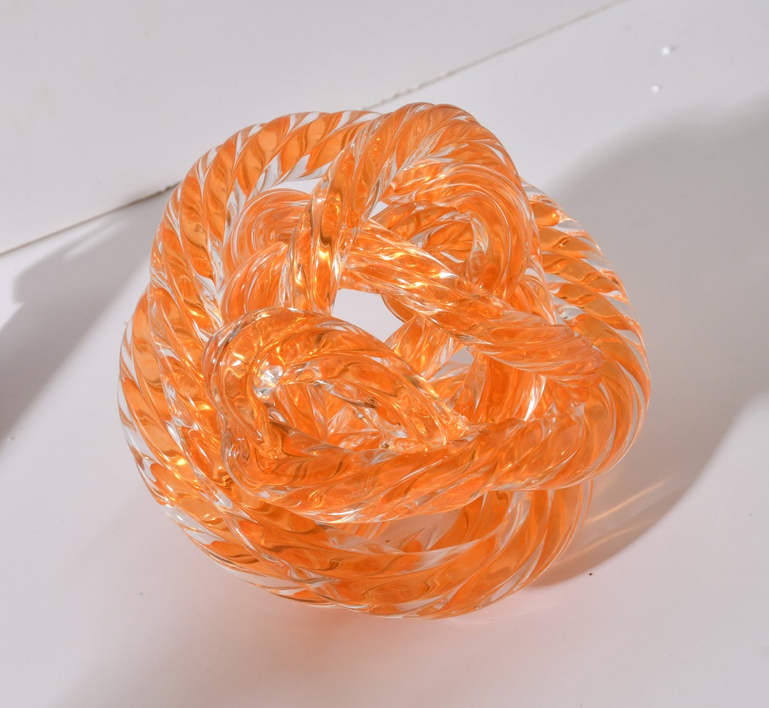 Vintage Art Glass Rope Textured Inifinity Knot Paperweight Decor ...