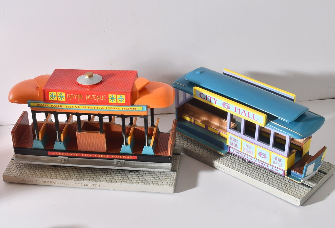 Pair of Lefton Trolley Street Cars Omnibus Cable and Cleveland City ...