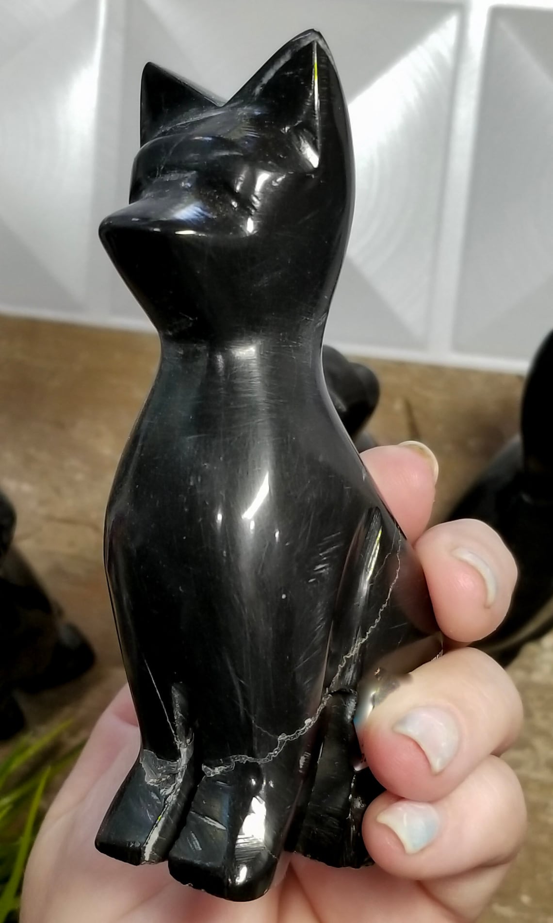 Black Cat Statue Onyx Cat Bastet Crystal Carving Etsy
