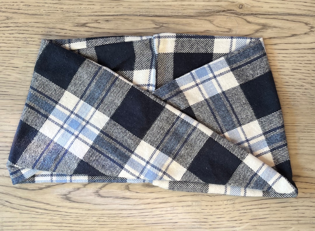 Dog Infinity Scarf Navy Plaid Flannel Dog Twist Scarf Dog Bandana ...
