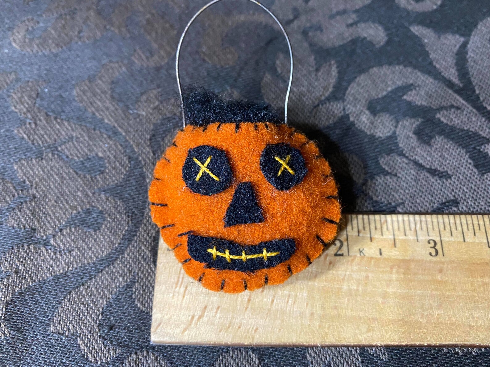 Handmade Wool Halloween Pumpkin Pin Ornament - Etsy