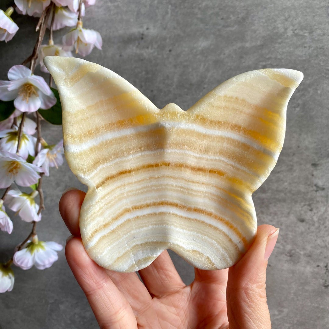 Orange Calcite Butterfly Carved Dish - Etsy