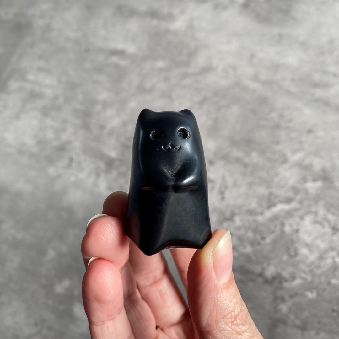 Obsidian Ghost Cat Carving - Etsy