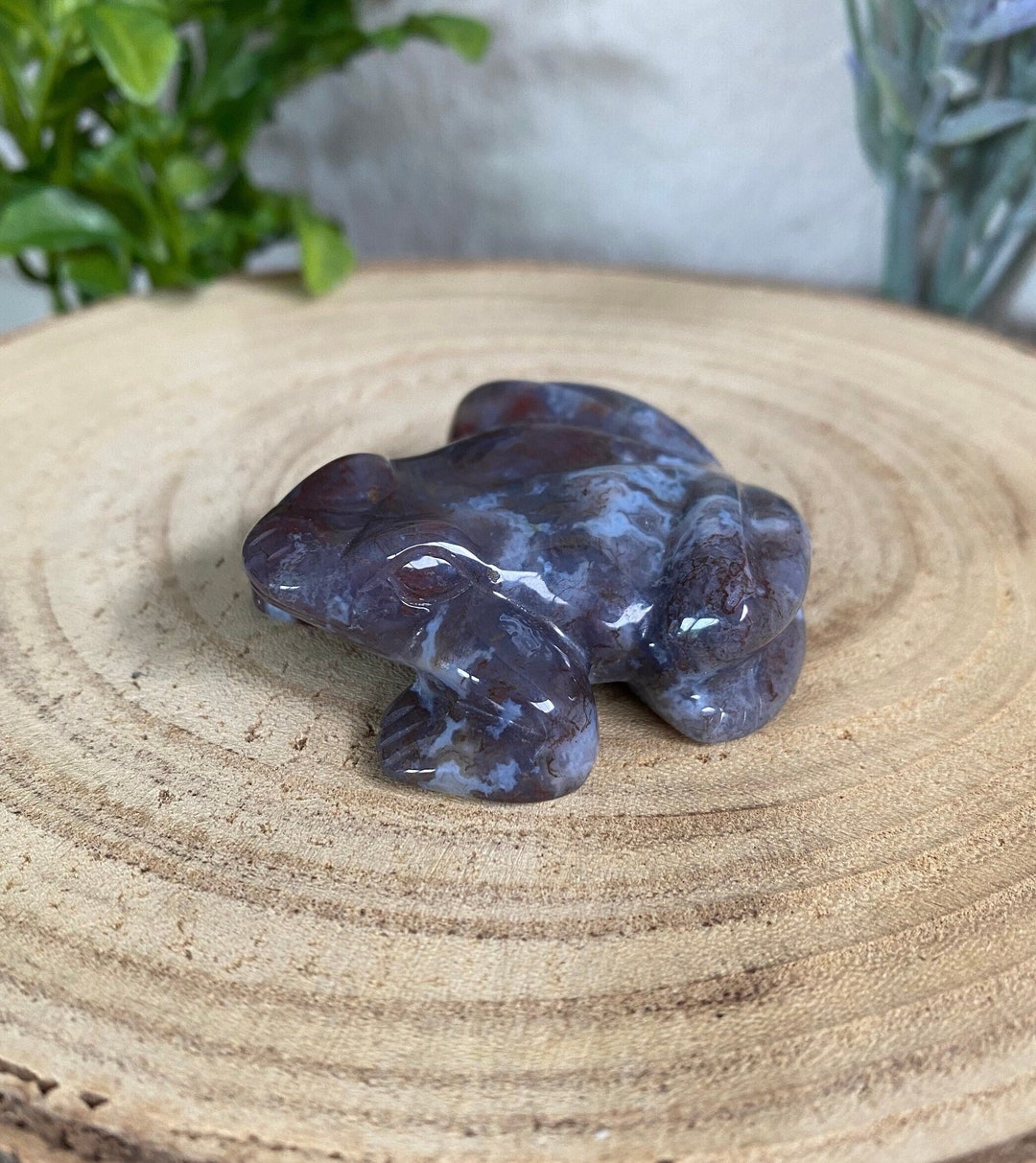 Moss Agate Frog Carving - Etsy