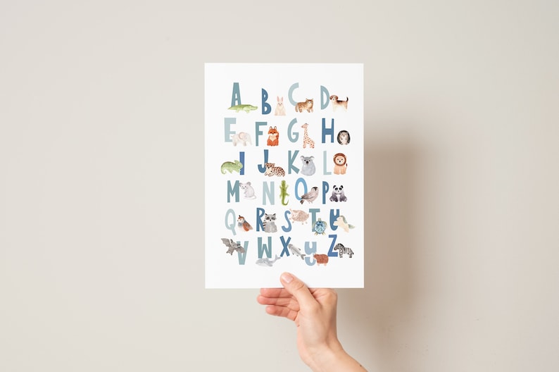 Scandi Animal Alphabet, Childrens Educational Print, Boho Animal ...