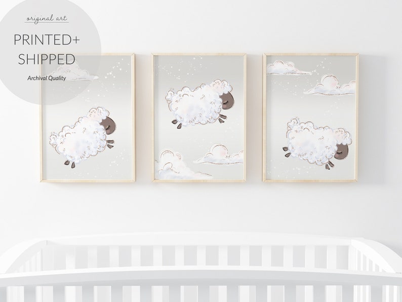Set of 3 Lovely Counting Sheep Baby Nursery Prints, New Baby Room Decor ...
